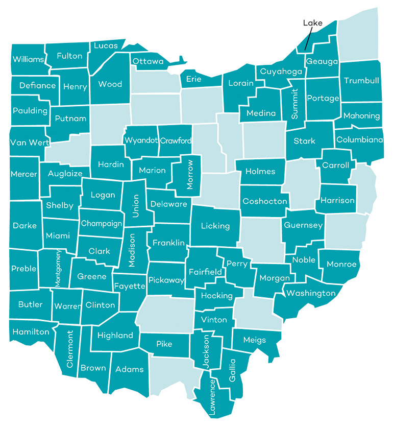 Molina Medicare Service Map in the State of Ohio
